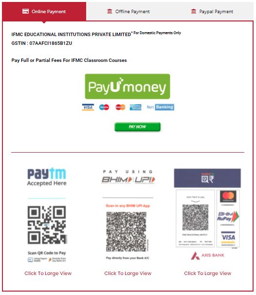 IFMC - Fees Submission For Classroom & Online Stock Trading Courses